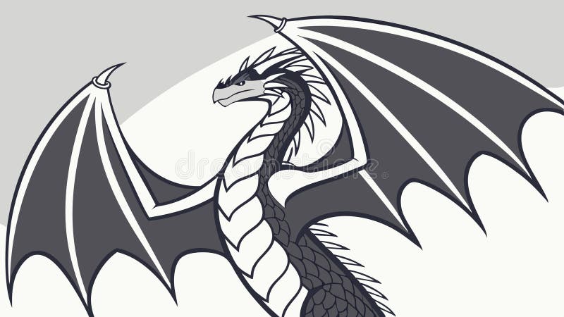Powerful Grey Dragon with Broad Wings: Dynamic Flight Illustration ...