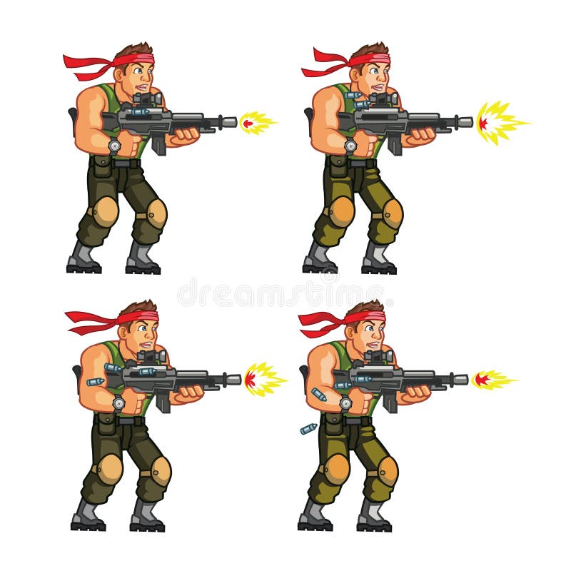 Commando Die Spel Sprite Schieten Vector Illustratie - Illustration of ...
