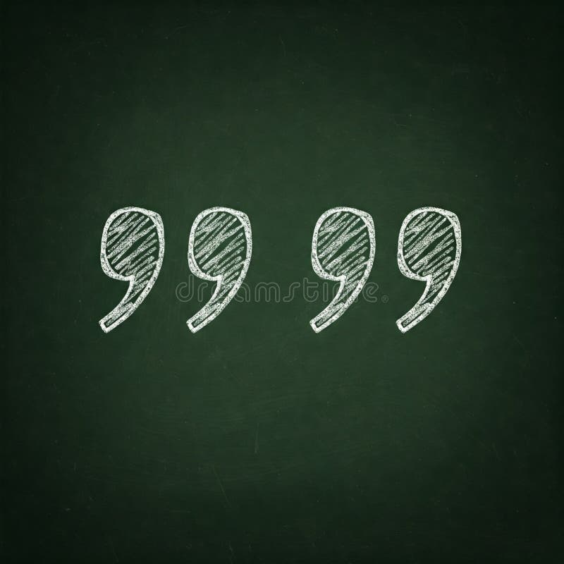 Commas or Quotation Marks Drawn Onto a Plain White Background Stock ...