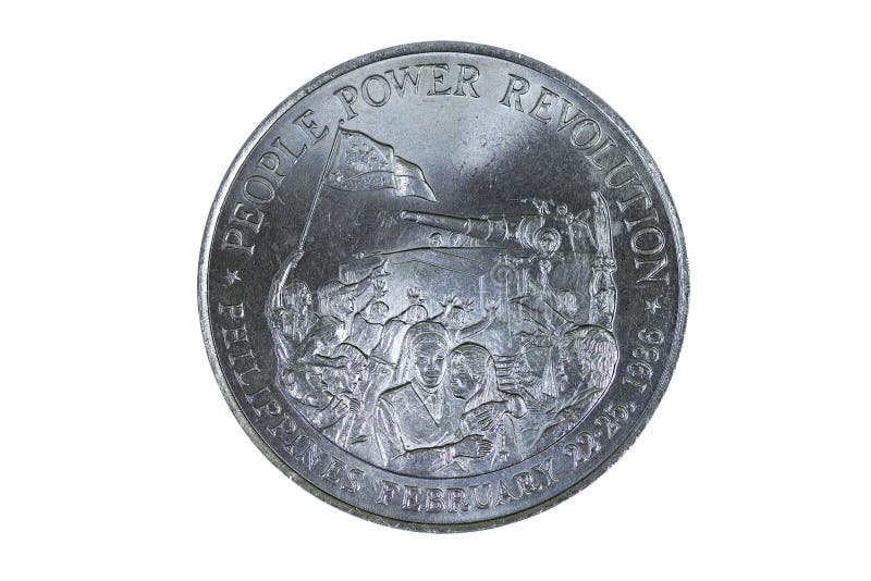 Commemorative Coin Featuring the People Power Revolution Stock Photo ...