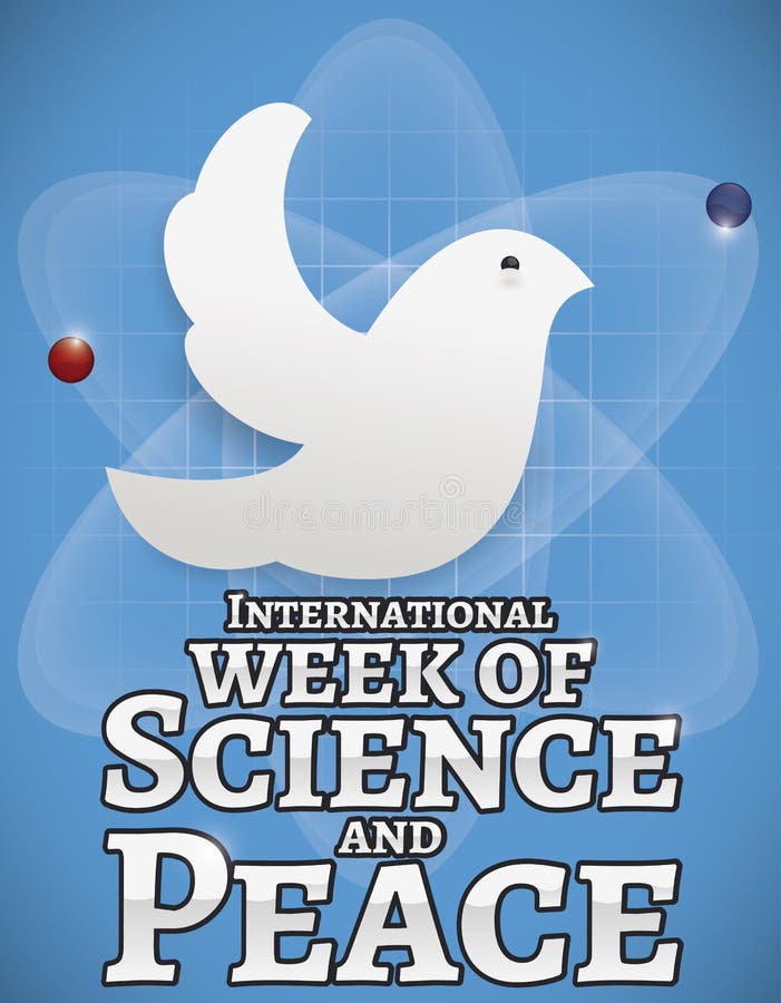 Dove Inside Atom for International Week of Science and Peace, Vector ...
