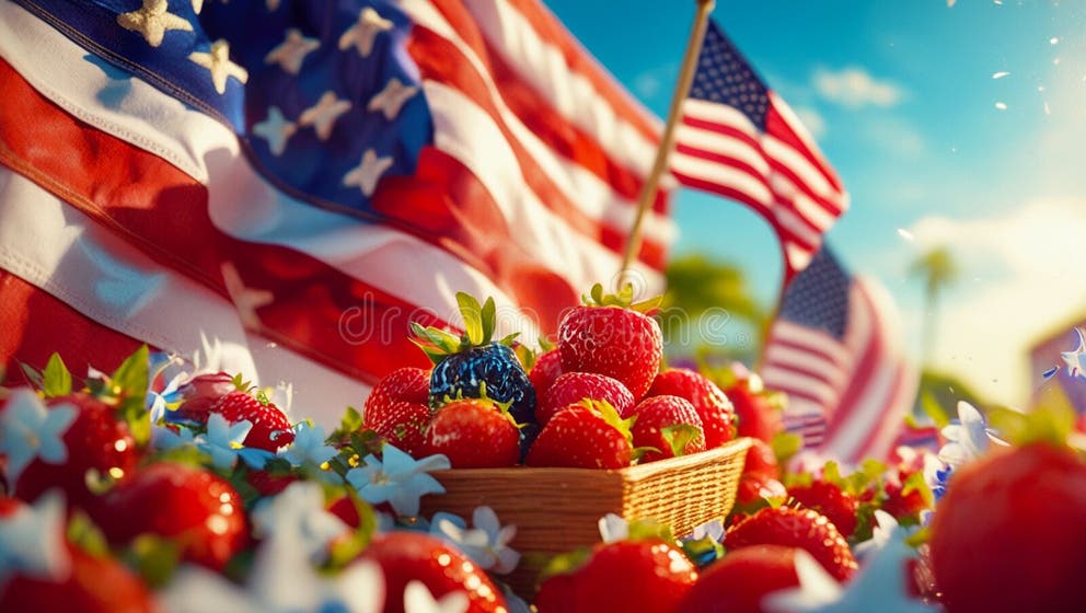 Commemorative Memorial Day Scene with American Flags Stock Illustration ...