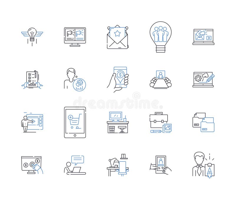 Commencement Phase Line Icons Collection. Introduction, Activation ...