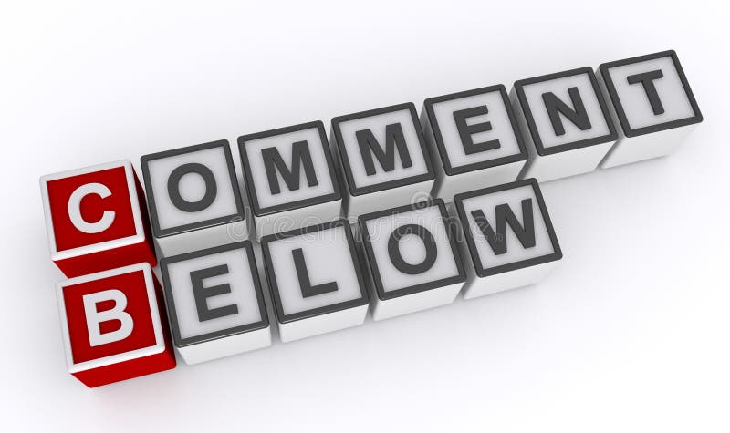 Comment Below Word Block on White Stock Image - Image of community ...