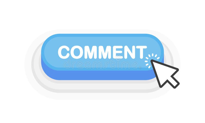 Comment Blue Realistic 3D Button Isolated on White Background. Hand ...