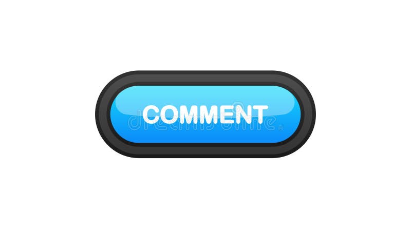 Comment Blue Realistic 3D Button Isolated on White Background. Hand ...