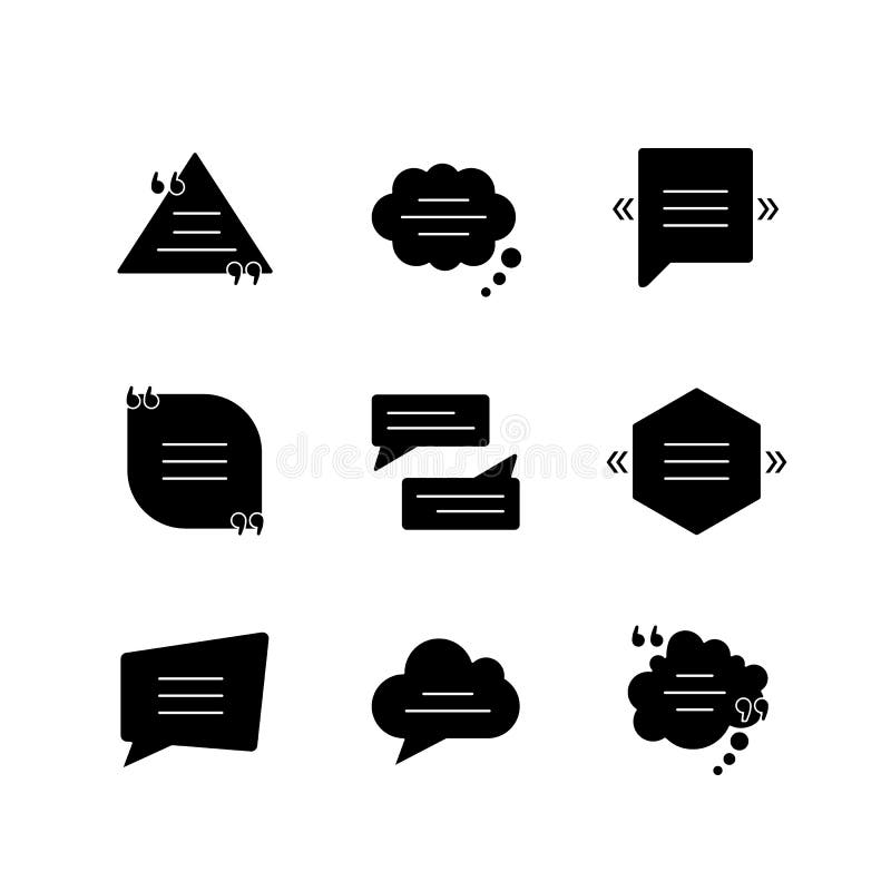 Comment Box Black Glyph Icons Set on White Space Stock Vector ...
