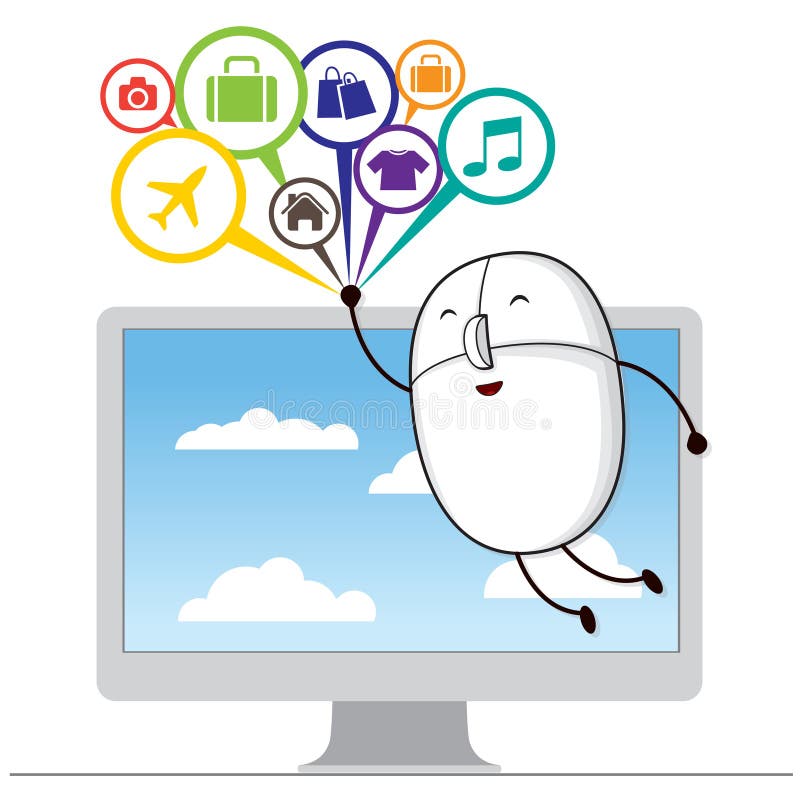 Comment Bubble with Mouse stock vector. Illustration of cloud - 92930542