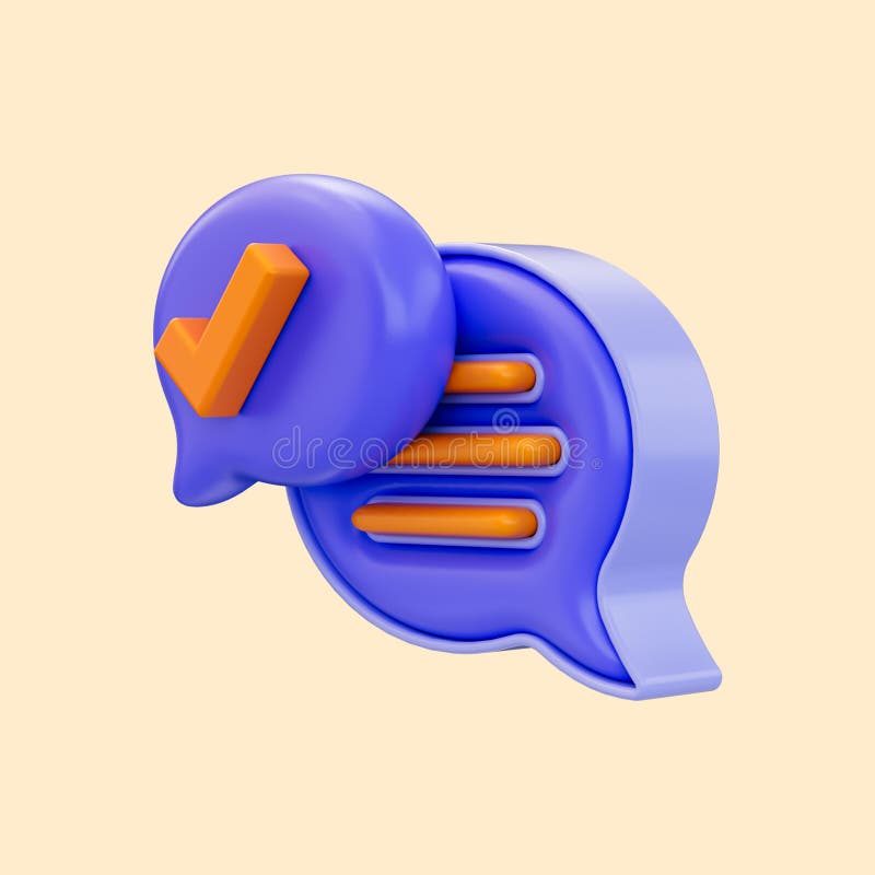 Comment Check Mark Icon 3d Render Concept for Communication ...