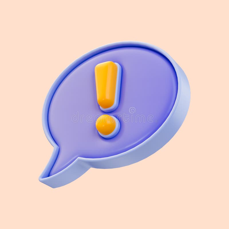 Comment Exclamation Icon 3d Render Concept for Information and Warning ...
