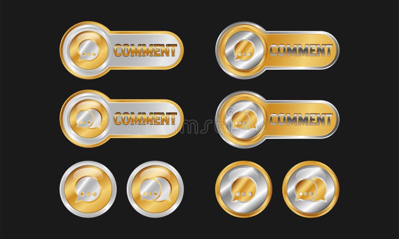 Comment Gold Button. with Glossy Effect and Bubble Chat Symbol Stock ...