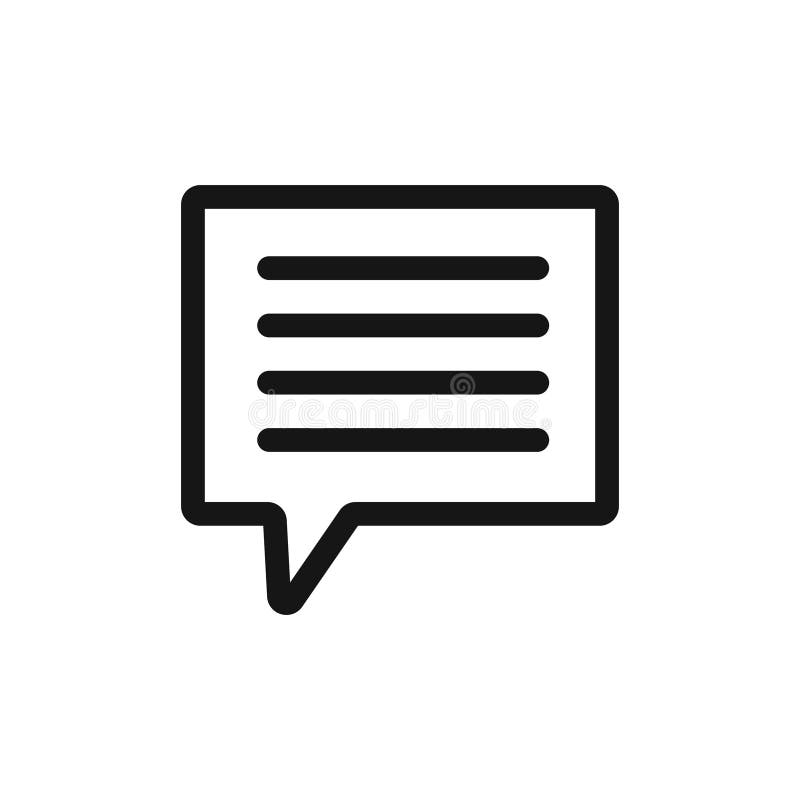 Comment Icon Black Line Art Vector Stock Illustration - Illustration of ...