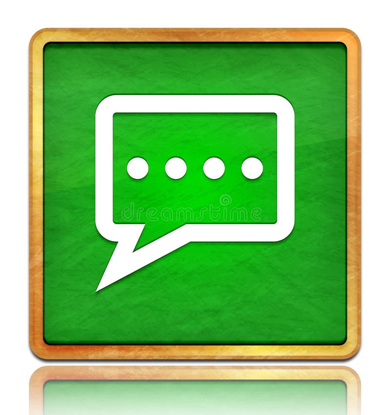 Comment Icon Chalk Board Green Square Button Slate Texture Wooden Frame ...