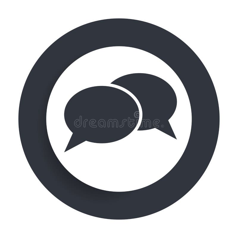 Comment Icon Flat Vector Round Button Clean Black and White Design ...