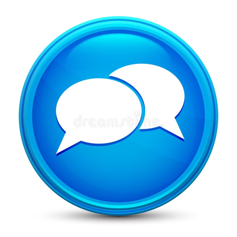 Comment Icon Glass Shiny Blue Round Button Isolated Design Vector ...