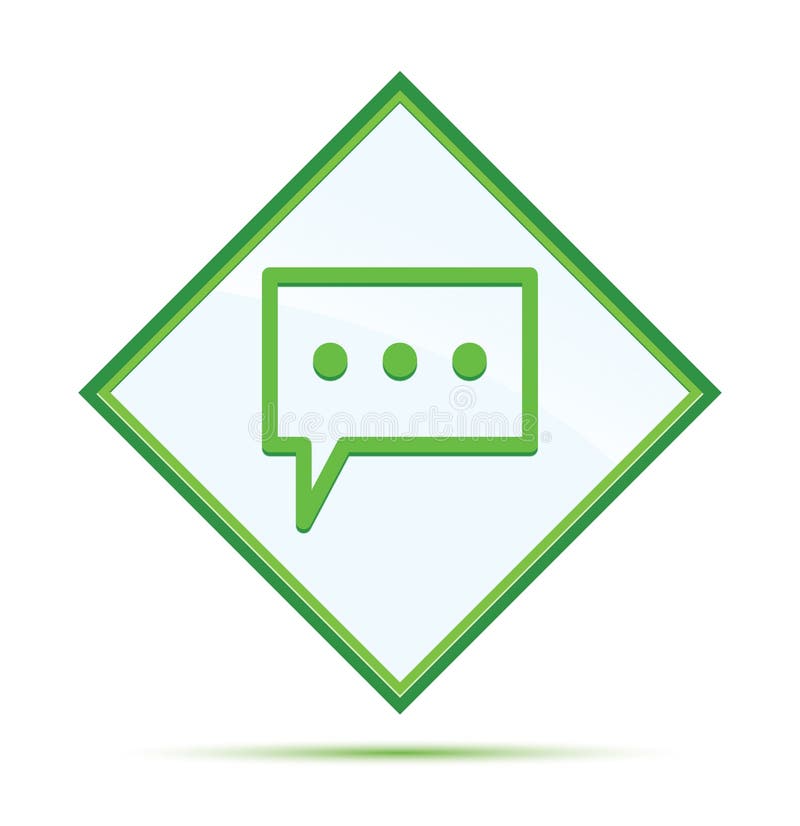 Comment Icon Modern Abstract Green Diamond Button Stock Illustration ...