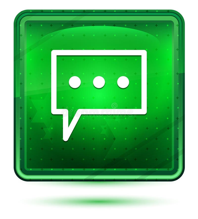 Comment Icon Neon Light Green Square Button Stock Illustration ...