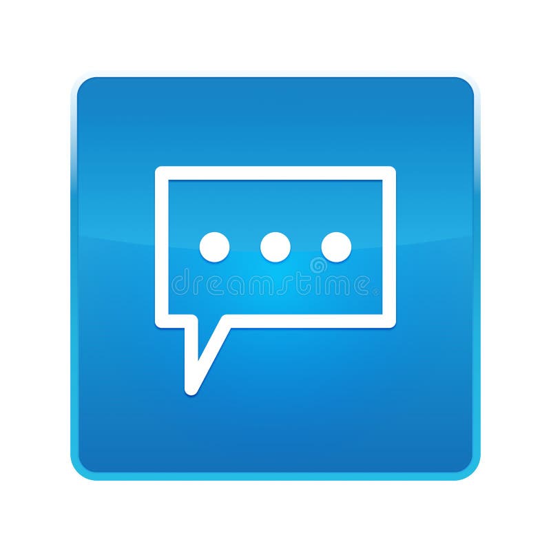 Comment Icon Shiny Blue Square Button Stock Illustration - Illustration ...