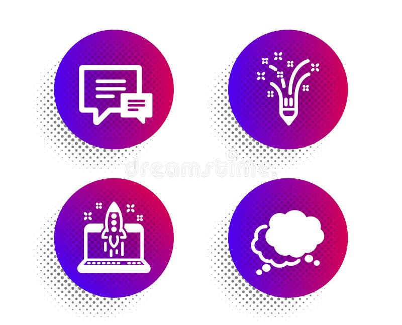 Comment, Inspiration and Start Business Icons Set. Speech Bubble Sign ...