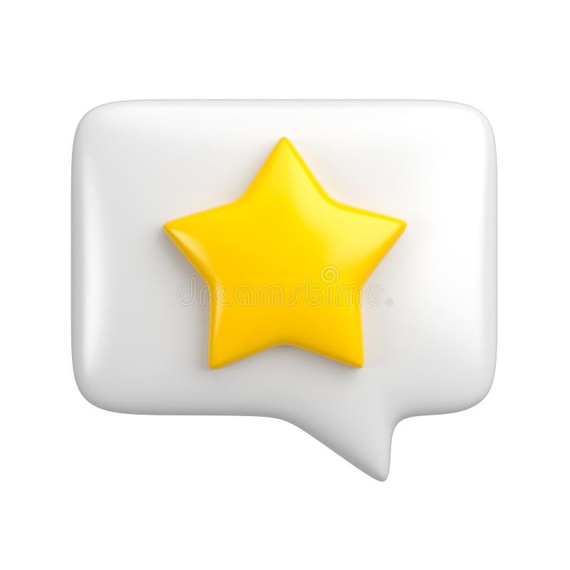 Comment Message Bubble Review Icon Isolated. Cartoon Yellow Star ...