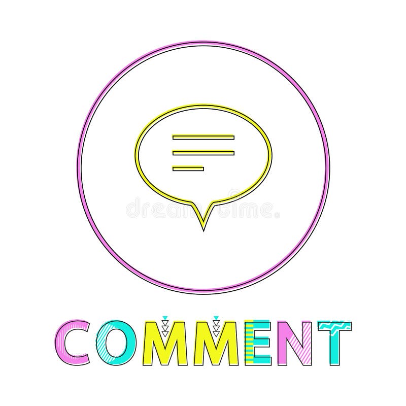 Comment Round Button Linear Icon with Chat Cloud Stock Vector ...
