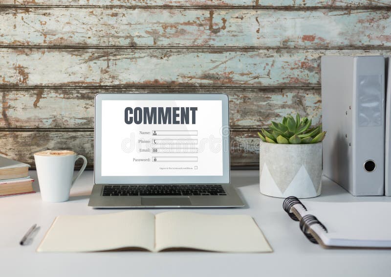 Comment Text and Cartoon Mouth Graphic on Tablet Screen with Girl Stock ...