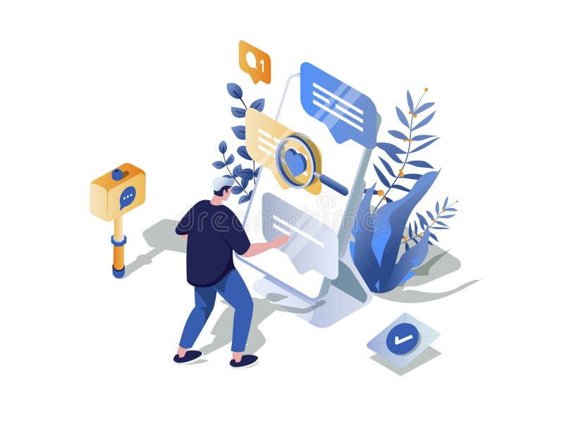 Comments Concept 3d Isometric Web Scene. Vector Illustration Stock ...