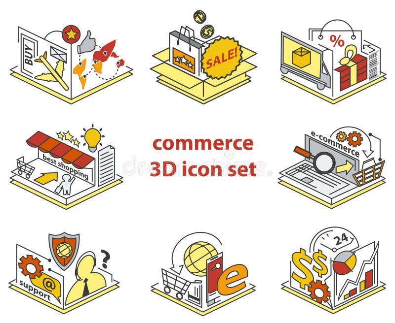 Commerce icon set stock vector. Illustration of cart - 63244834