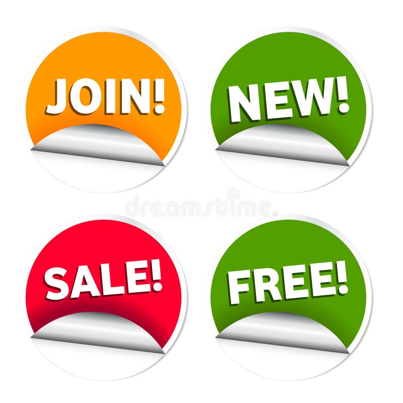 Promotional stickers stock vector. Illustration of glossy - 9884236