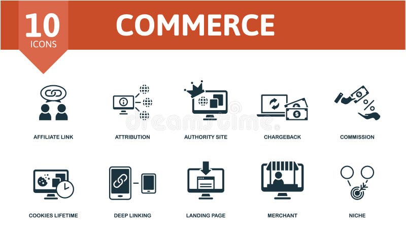 Commerce Set Icon. Editable Icons Commerce Theme Such As Affiliate Link ...