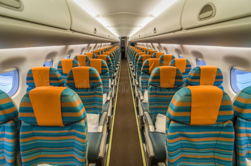 Commercial Aircraft Interior Cabin Stock Image - Image of parked ...