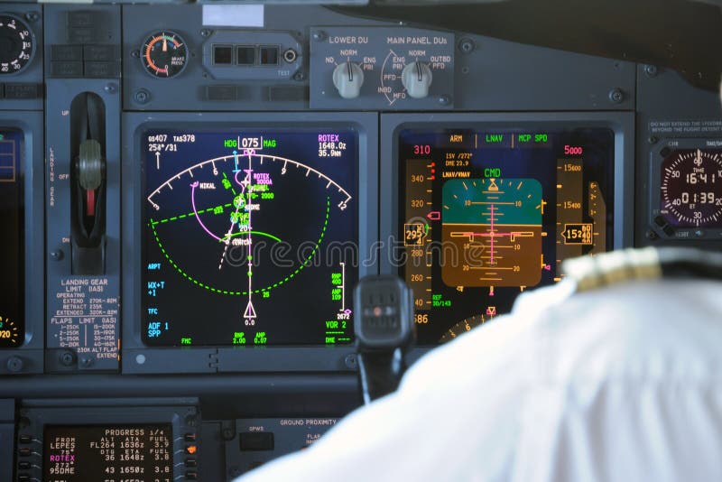 Commercial Aircraft Panel at Night Stock Image - Image of altitude ...