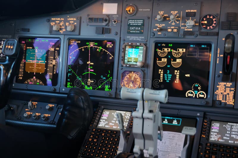 Commercial Aircraft Panel at Night Stock Image - Image of cabin, engine ...