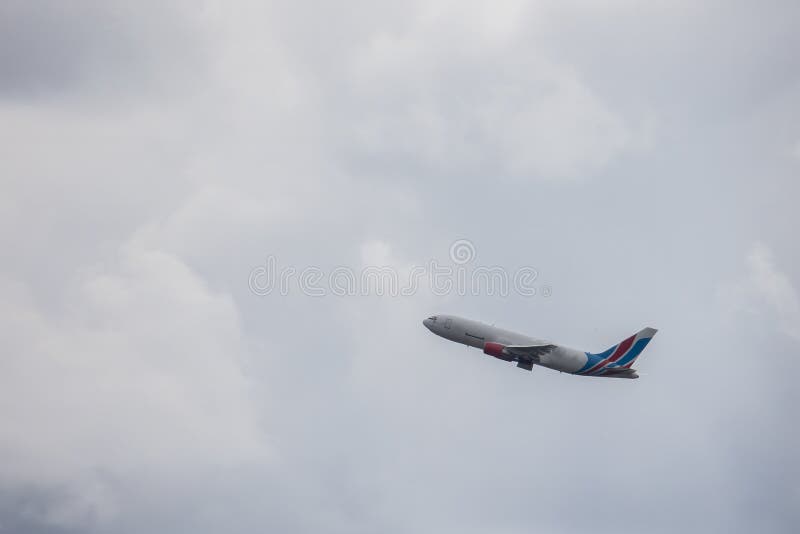 Commercial Aircraft Taking Off Flying in the Air Stock Image - Image of ...