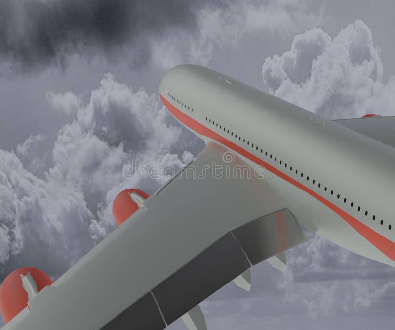 Commercial Airplane in the Bad Weather Stock Illustration ...
