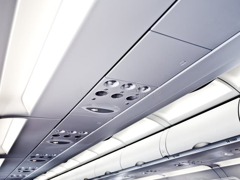 Commercial Airplane Ceiling Stock Image - Image of indicator, airplane ...