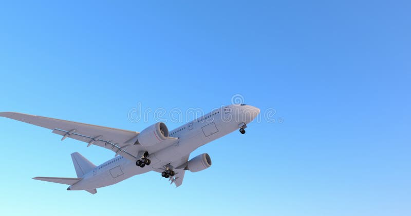 Commercial Airplane. 3D Render Stock Illustration - Illustration of ...