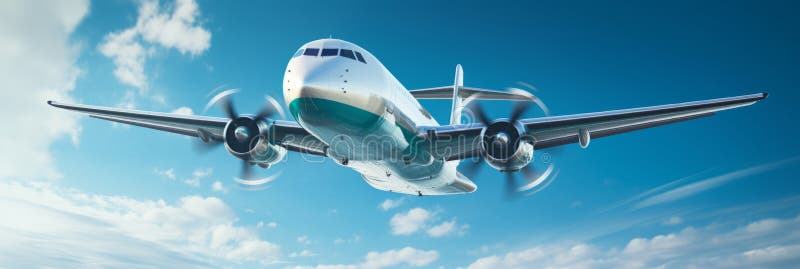 Commercial Airplane Flying Above Clouds in Dramatic Sunset Light. Very ...