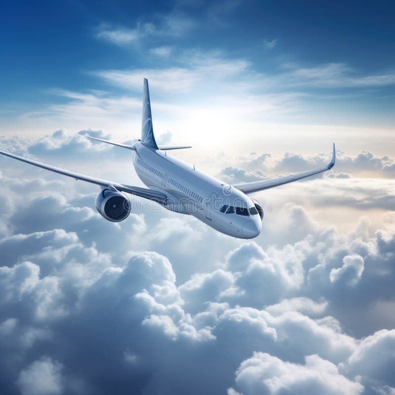 Commercial Airplane Flying through the Clouds Stock Image - Image of ...