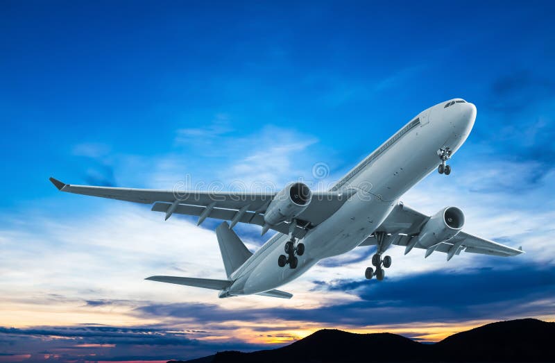 Commercial airplane flying stock photo. Image of communication - 56797618