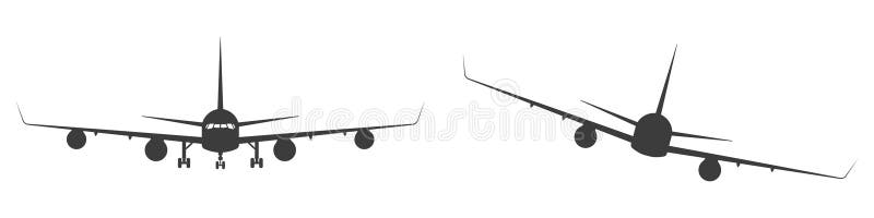 Commercial Airplane, Front and Rear Views. the Plane is Flying Stock ...