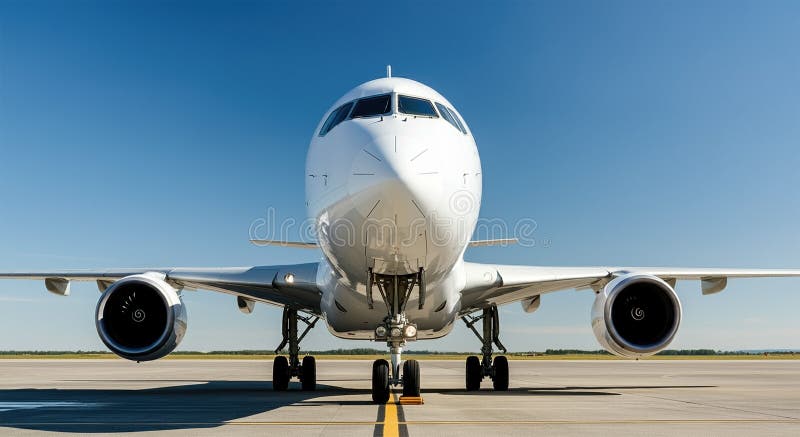 Commercial Airplane Front View Stock Illustration - Illustration of ...