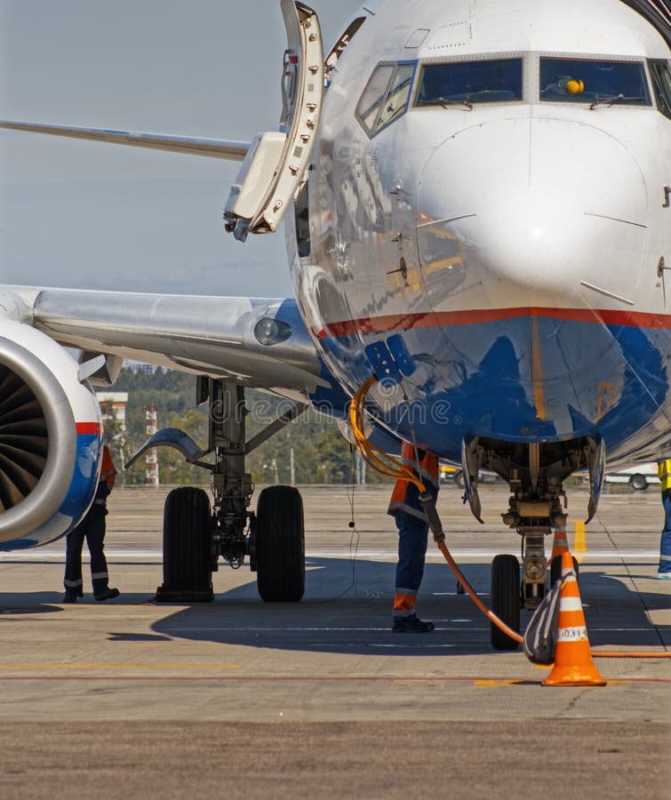 Commercial Airplane Getting Ready for Flight Stock Image - Image of ...