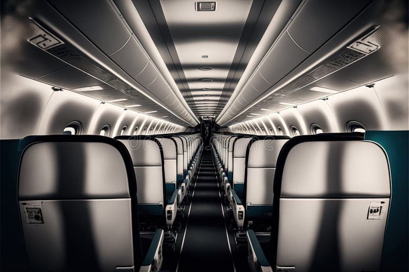 Commercial Airplane Interior with Seats in a Row. Generative Ai Stock ...