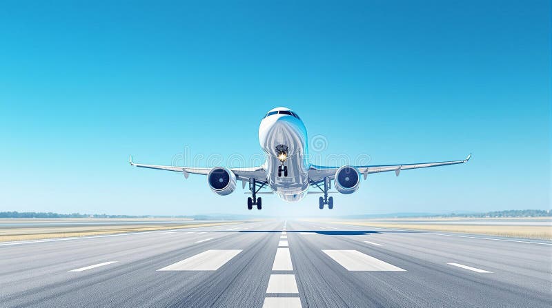 Commercial Airplane Taking Off on Clear Blue Sky Day Stock Image - Image of clear, travel: 352131003
