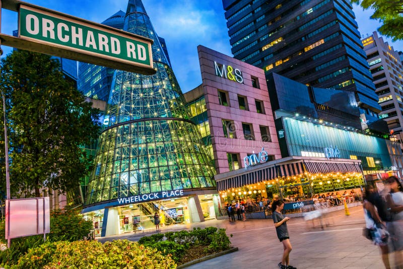 Commercial Architecture of Orchard Rd in Singapore after Sunset ...