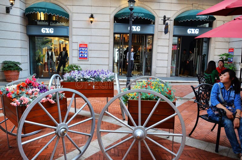 Commercial area editorial stock photo. Image of shop - 22307793