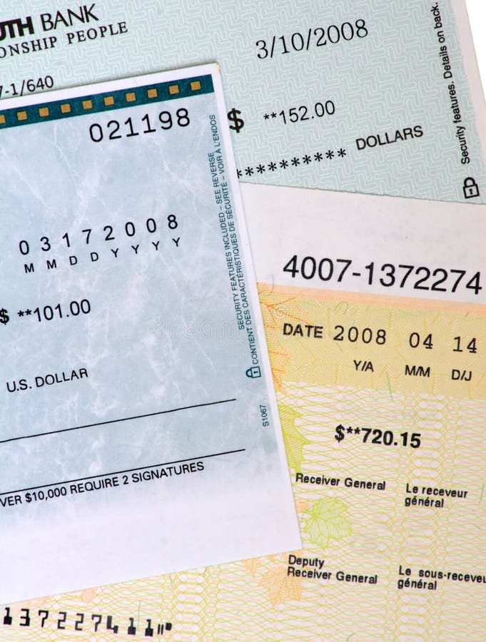 Commercial Bank Checks. stock image. Image of assortment - 5011297