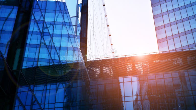 Commercial Building Close Up in Blue Tone. Stock Image - Image of ...
