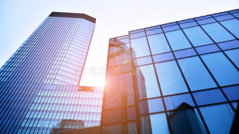 Commercial Building Close Up in Blue Tone. Stock Image - Image of ...